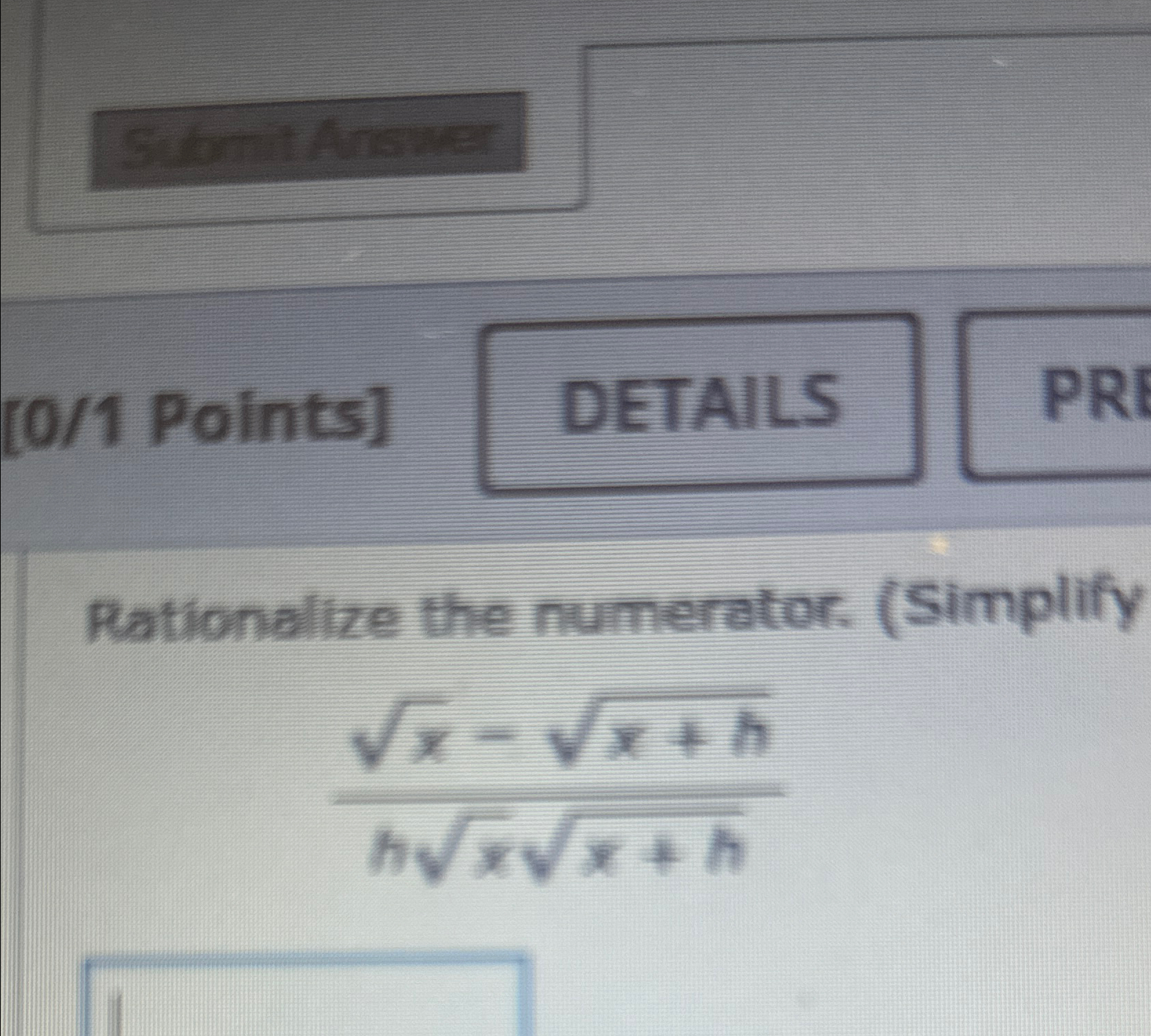 Solved Rationalize the numerator. (Simplifyx2-x+h2hx2x+h2 | Chegg.com
