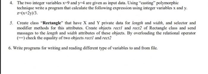 Solved 4 The Two Integer Variables X9 And Y4 Are Given As 4291