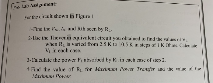 Solved Pre-Lab Assignment: For the circuit shown in Figure | Chegg.com