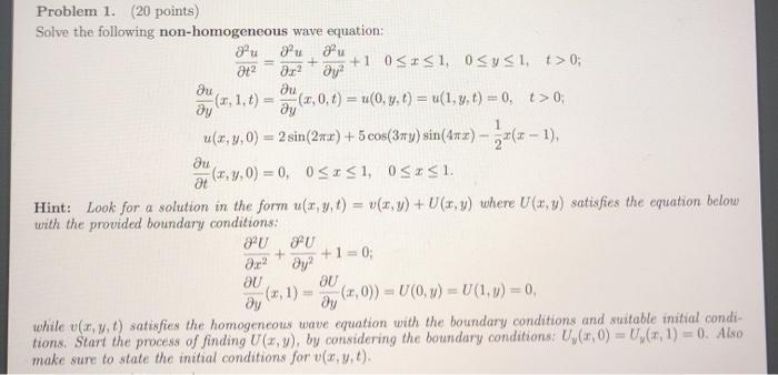 Problem 1. (20 points) Solve the following | Chegg.com