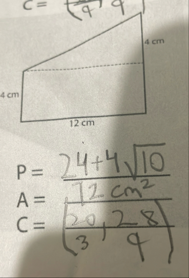 Determine the perimeter (P), ﻿area (A) ﻿and the | Chegg.com