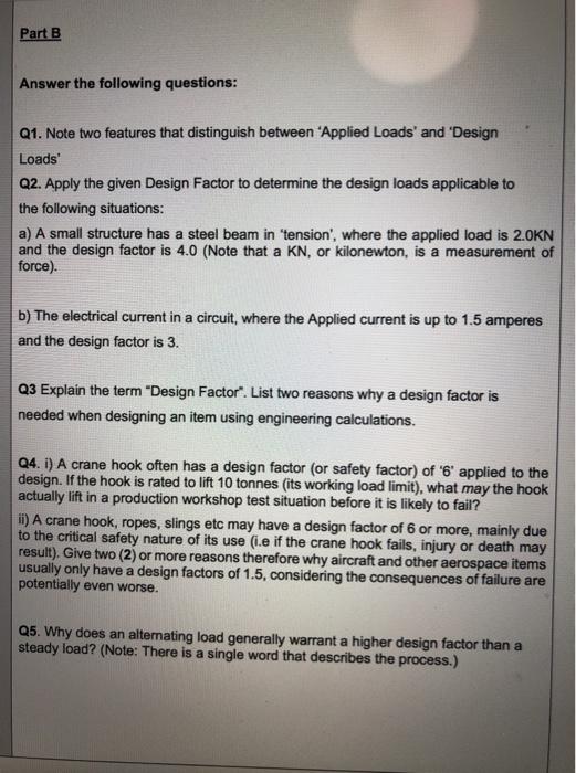 Solved Part B Answer the following questions: Q1. Note two | Chegg.com