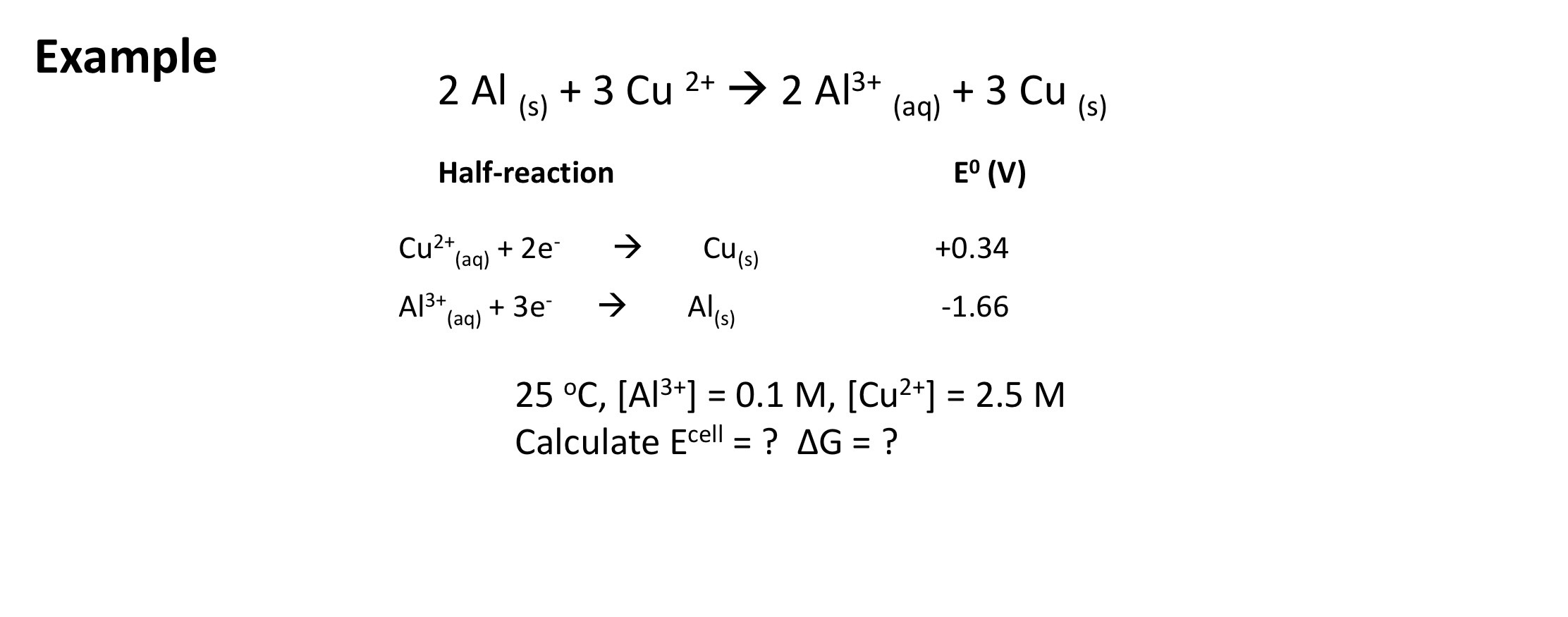 Solved Example2Al(s)+3Cu2+→2Al(aq)3++3Cu(s) ﻿Half-reaction | Chegg.com