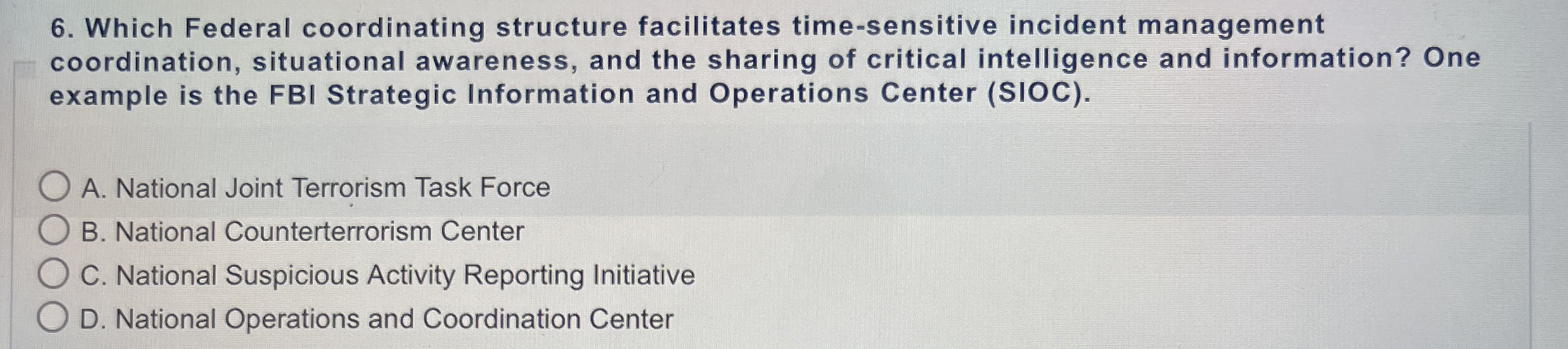 Solved Which Federal coordinating structure facilitates | Chegg.com