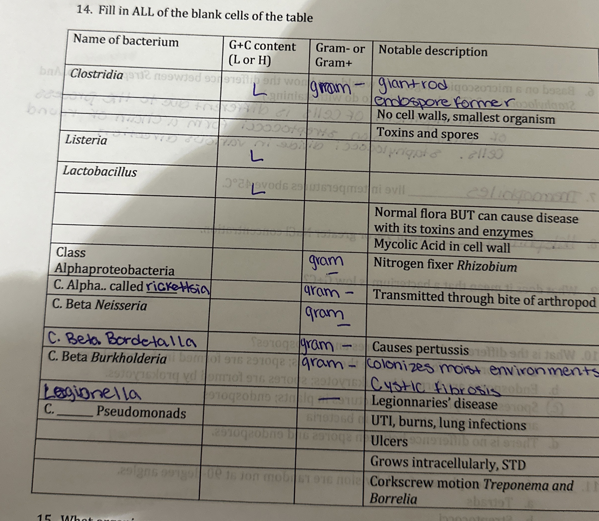 Solved Fill in ALL of the blank cells of the table | Chegg.com