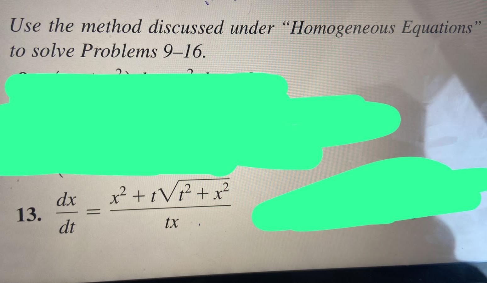 Solved Use the method discussed under "Homogeneous | Chegg.com