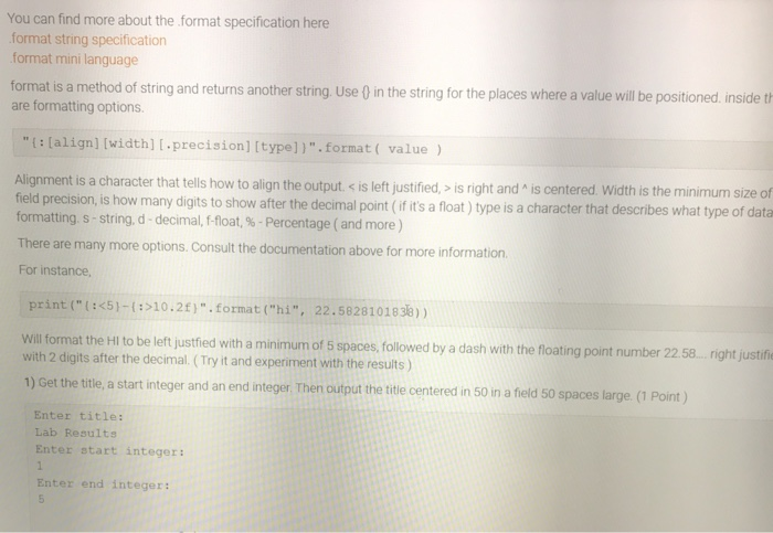 Solved You can find more about the format specification here | Chegg.com