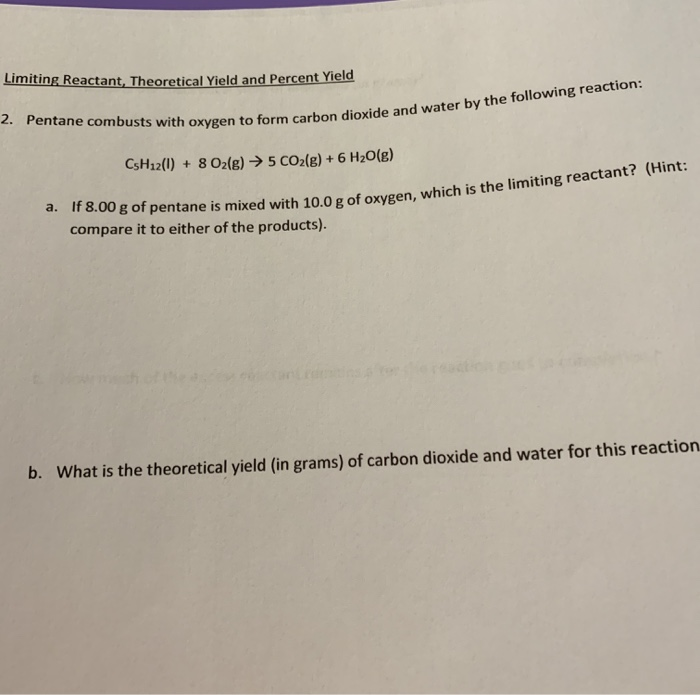 Solved Limiting Reactant, Theoretical Yield and Percent | Chegg.com