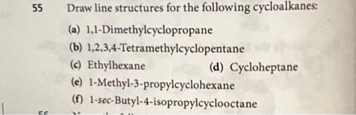 Solved 55 Draw line structures for the following | Chegg.com