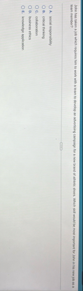 Solved John has taken a job which requires him to work whi a | Chegg.com