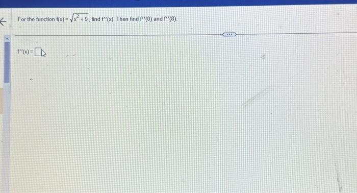 Solved For the function f(x)=x2+9, find f′′(x). Then find | Chegg.com