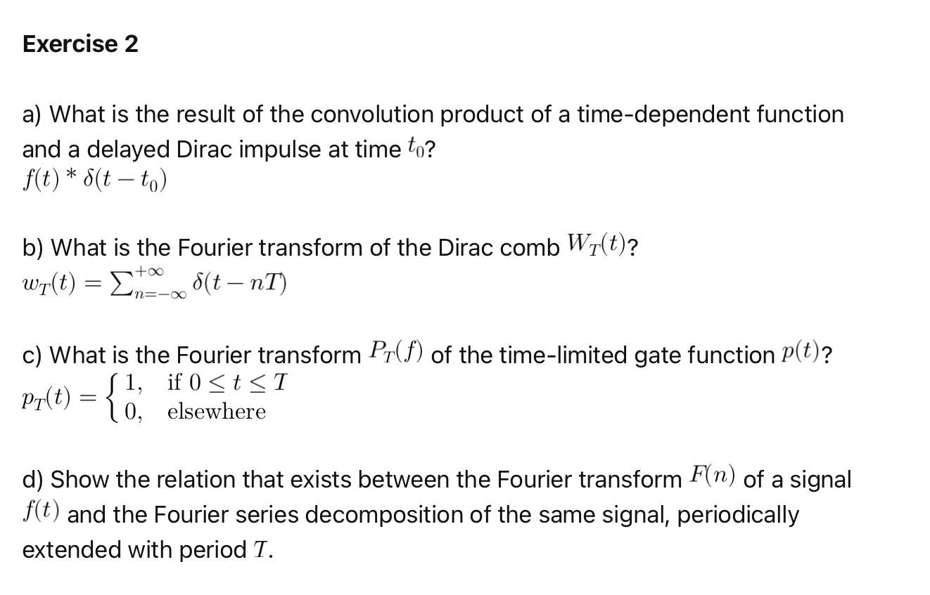 Solved Exercise 2a) ﻿What is the result of the convolution | Chegg.com