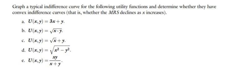 Solved Graph a typical indifference curve for the following | Chegg.com
