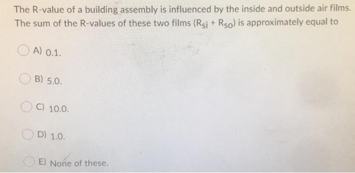 Solved The R-value of a building assembly is influenced by | Chegg.com