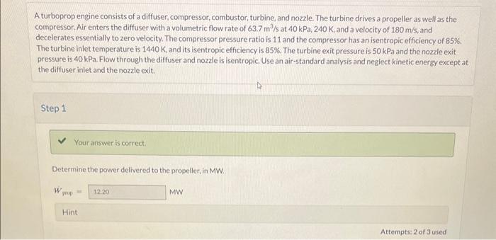 Solved A turboprop engine consists of a diffuser, | Chegg.com