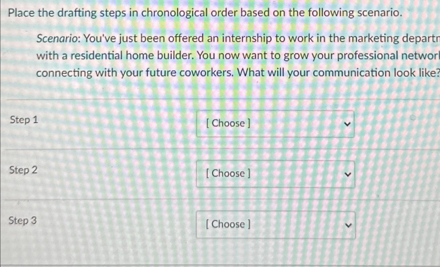 Solved Place the drafting steps in chronological order based | Chegg.com