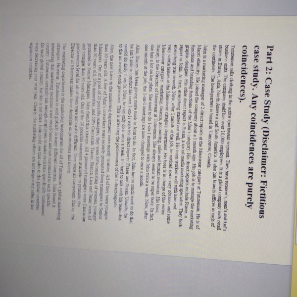 Part 2: Case Study (Disclaimer: Fictitious case | Chegg.com