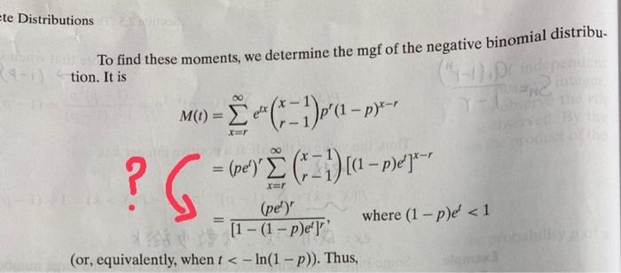 Solved To find these moments, we determine the mgf of the | Chegg.com