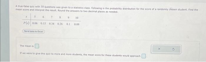 Solved A true-false quiz with 10 questions was given to a | Chegg.com