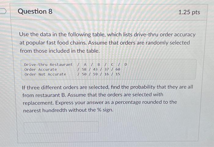 Solved Use the data in the following table, which lists | Chegg.com