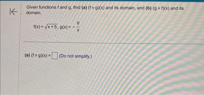 Solved Given Functions F And G Find A F∘g X And Its