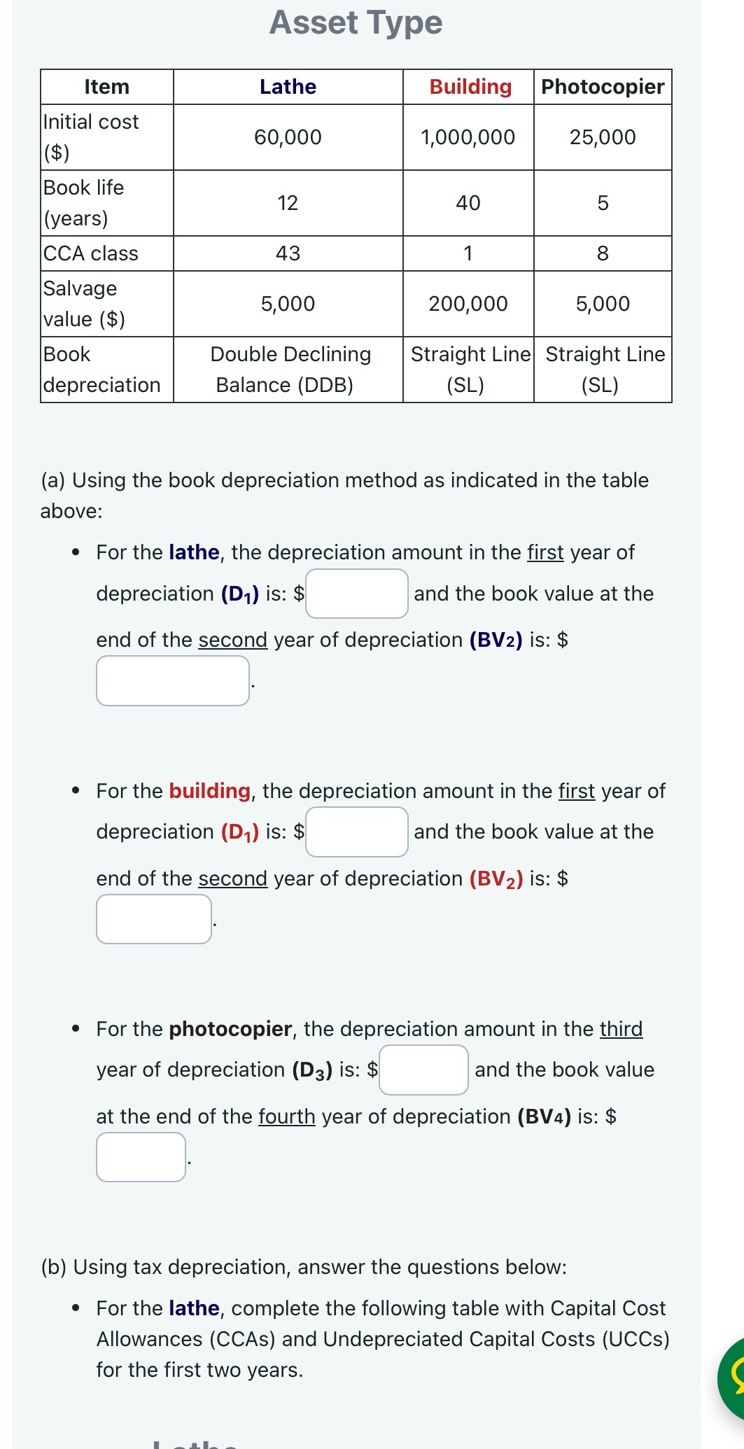 Solved Asset | Chegg.com