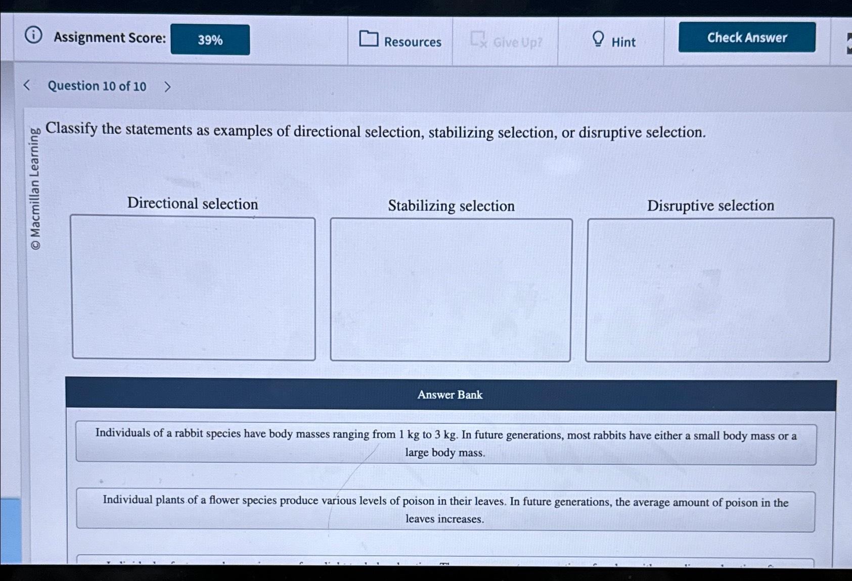 Solved Assignment Score:ResourcesHintQuestion 10 ﻿of | Chegg.com