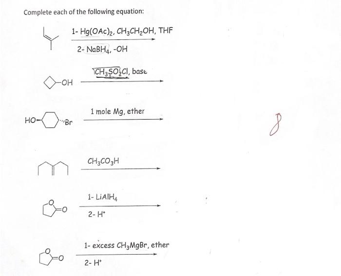 Solved Complete each of the following equation: | Chegg.com