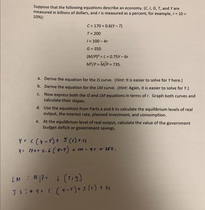 Solved Suppose that the following equations describe an | Chegg.com
