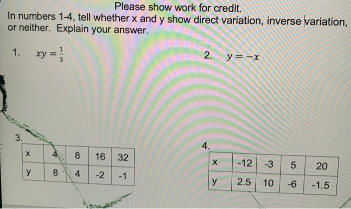 Solved Please show work for credit. In numbers 1-4, tell | Chegg.com