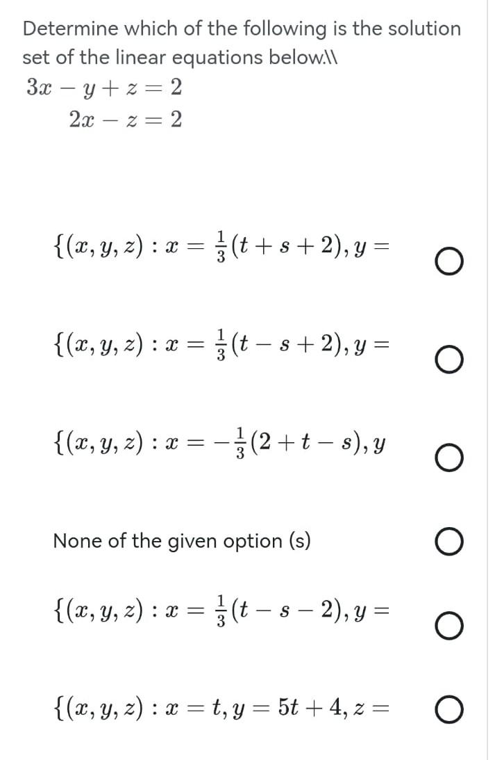 Solved Determine which of the following is the solution set | Chegg.com