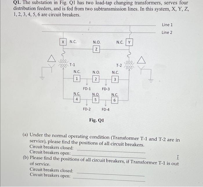 Solved Q1. The substation in Fig. Q1 has two load-tap | Chegg.com