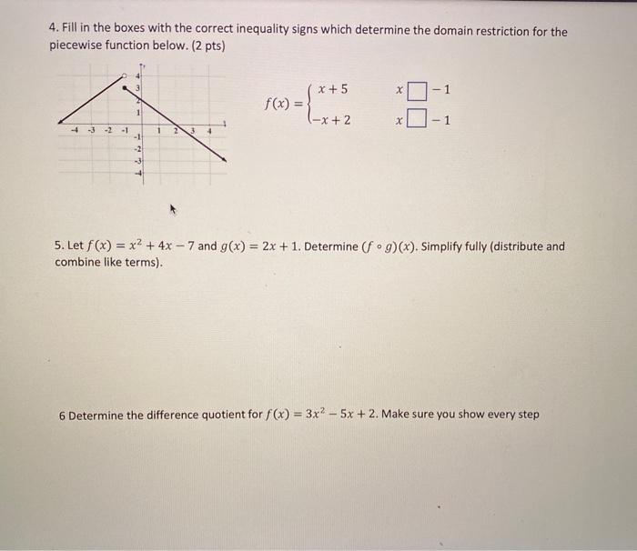 Solved 4. Fill in the boxes with the correct inequality | Chegg.com