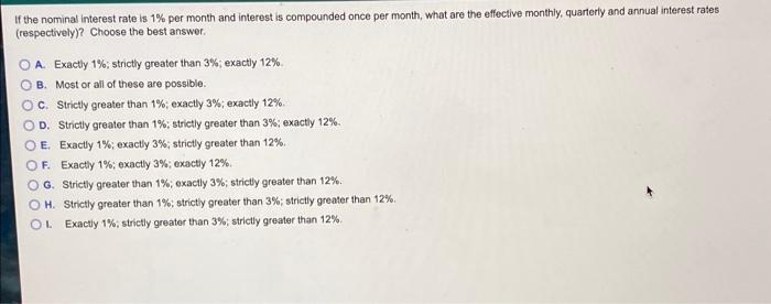 Solved If the nominal interest rate is 1% per month and | Chegg.com