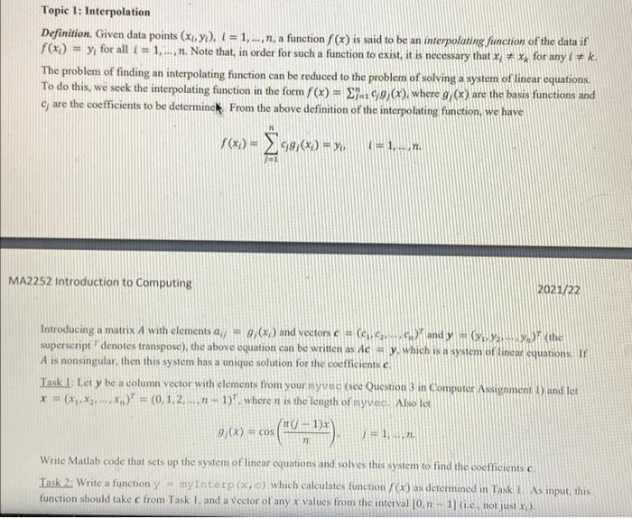 Solved Write Matlab code that sets up the system of linear | Chegg.com