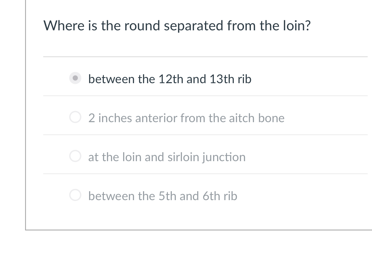 Where is the round separated from the loin?between | Chegg.com