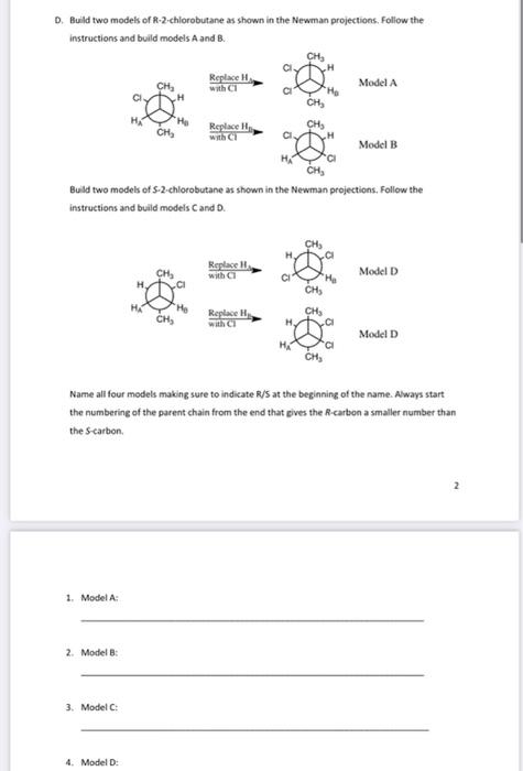 Solved D. Build two models of R-2-chlorobutane as shown in | Chegg.com