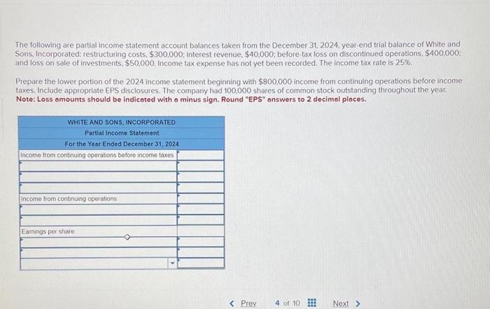 Solved The following are partial income statement account | Chegg.com