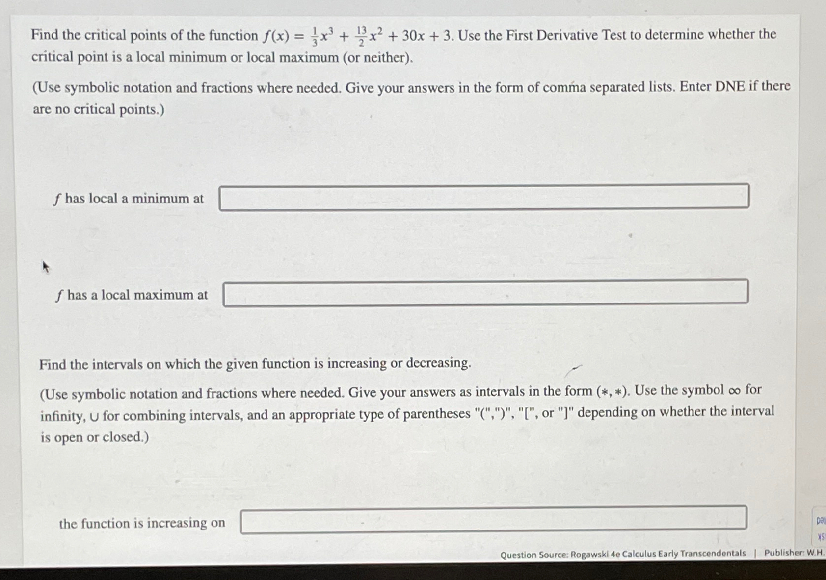 Solved Find the critical points of the function | Chegg.com