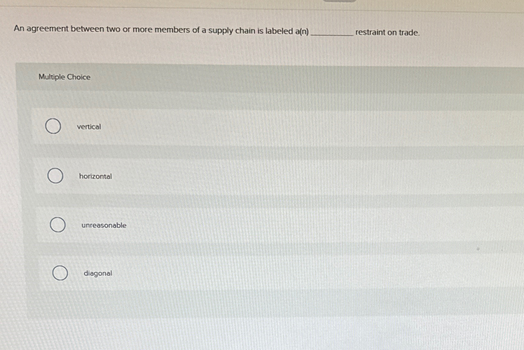 Solved An agreement between two or more members of a supply | Chegg.com