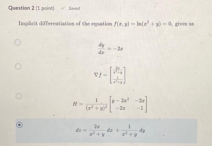 Solved Implicit differentiation of the equation | Chegg.com