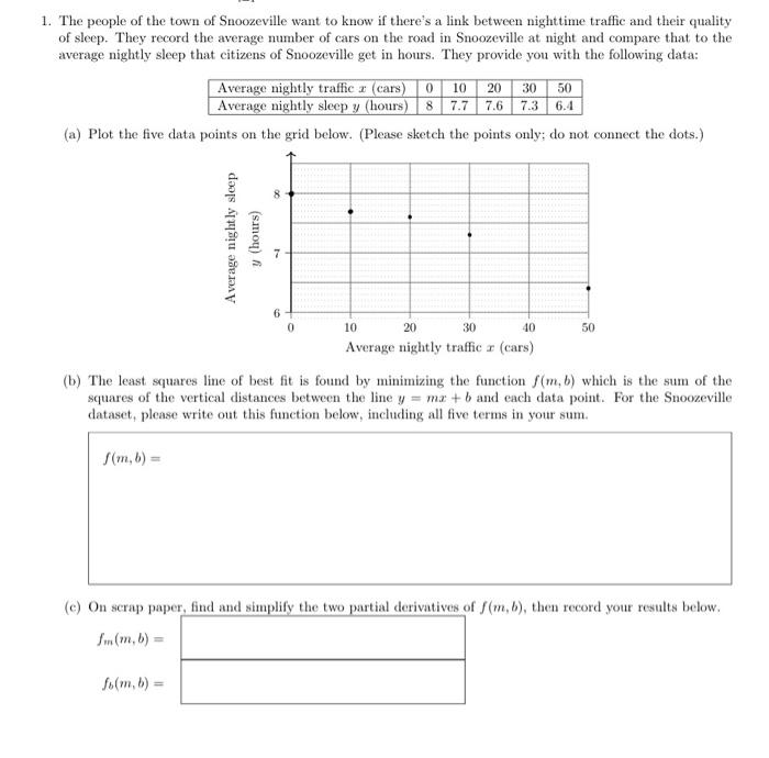 Solved The people of the town of Snoozeville want to know if | Chegg.com