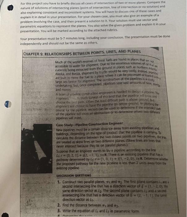 For this project you have to briefly discuss all | Chegg.com