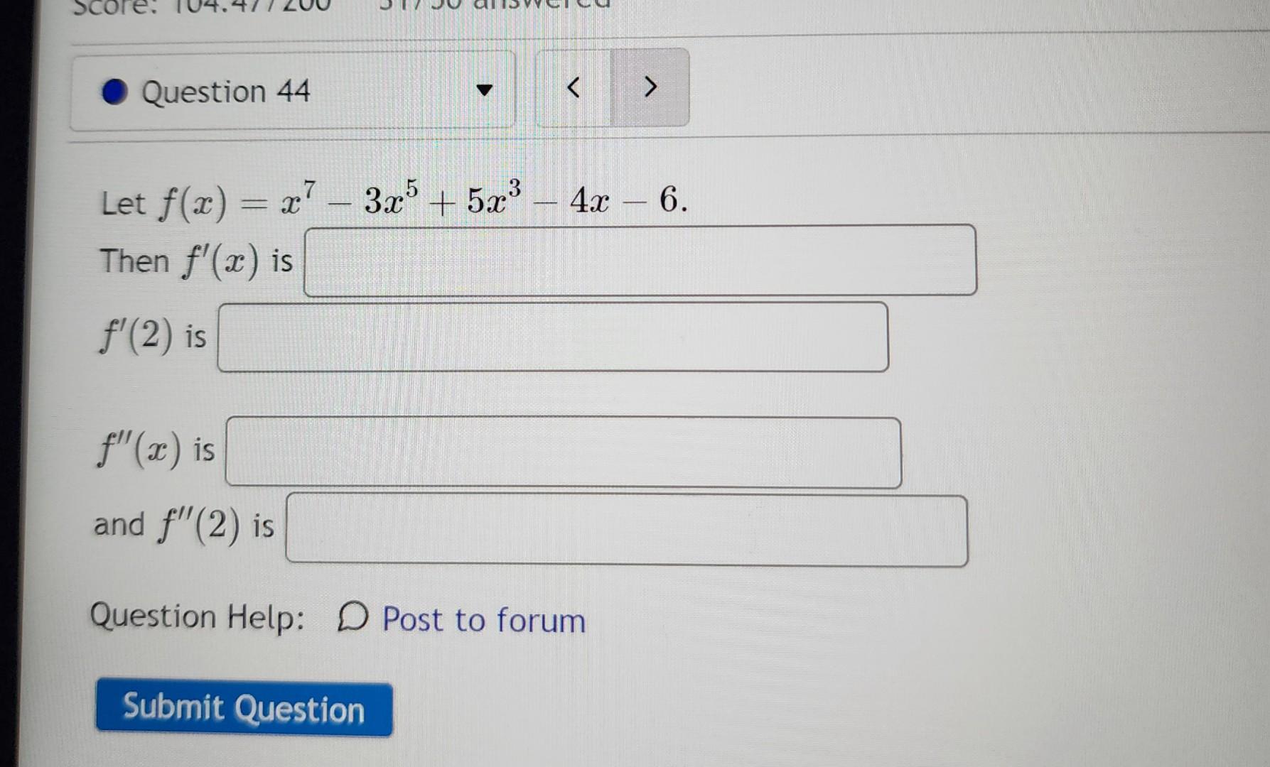 Solved If f(x)=3+x8+x22, find f′(x). Find f′(4). Find | Chegg.com