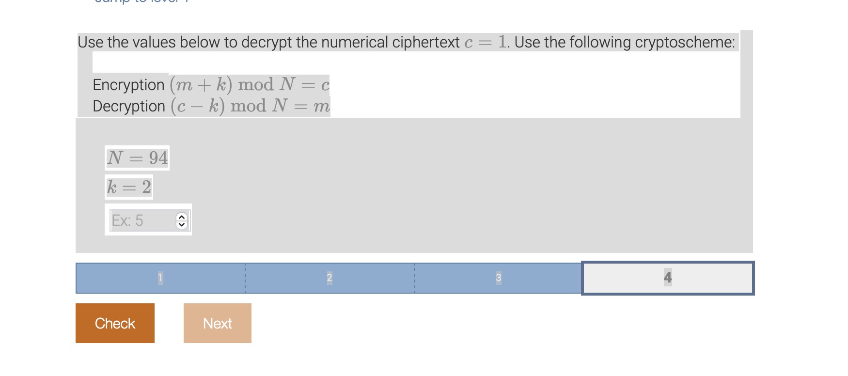 Use the values below to decrypt the numerical | Chegg.com