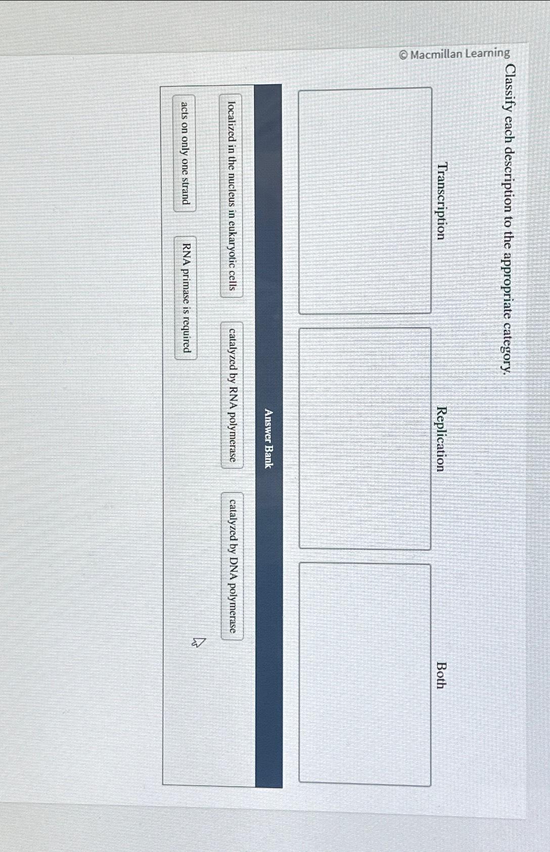 Solved ac Classify each description to the appropriate | Chegg.com