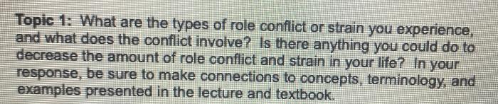 Solved Topic 1: What are the types of role conflict or | Chegg.com