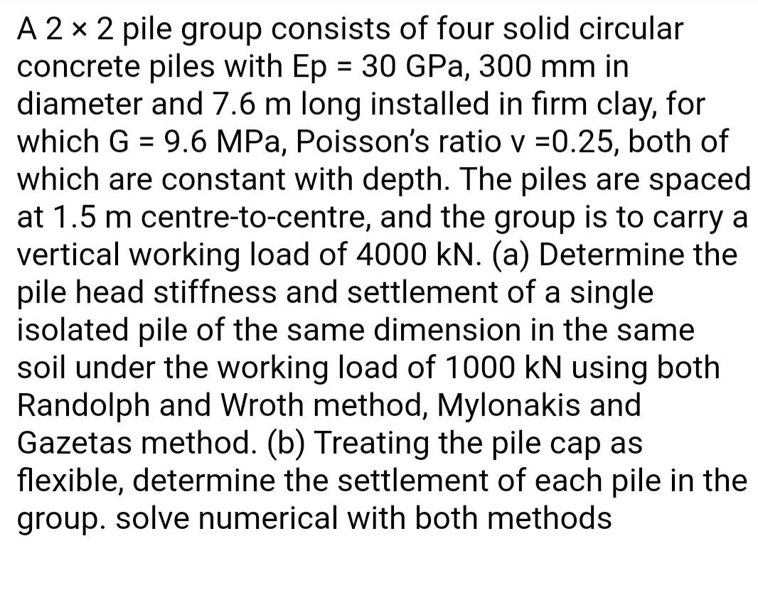 Solved A 2×2 pile group consists of four solid circular | Chegg.com