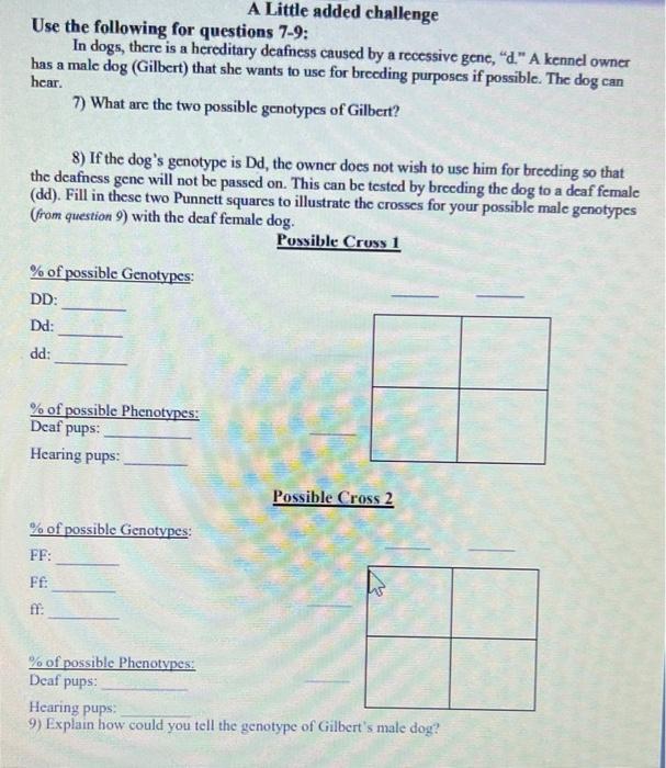 Solved Punnett Square Practice 1) For each of the genotypes | Chegg.com