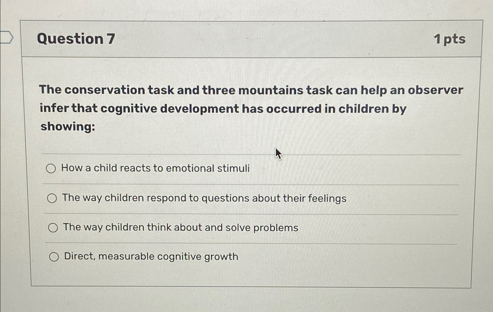 Solved Question 71 ﻿ptsThe conservation task and three | Chegg.com